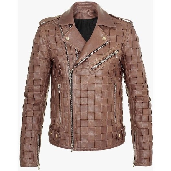 Balmain | Jackets & Coats | Balmain Braided Leather Jacket | Poshmark